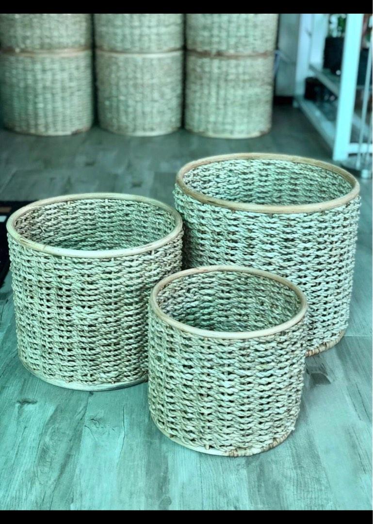 3-pc Native Planters Wicker Organizer Laundry Storage Round Baskets ...