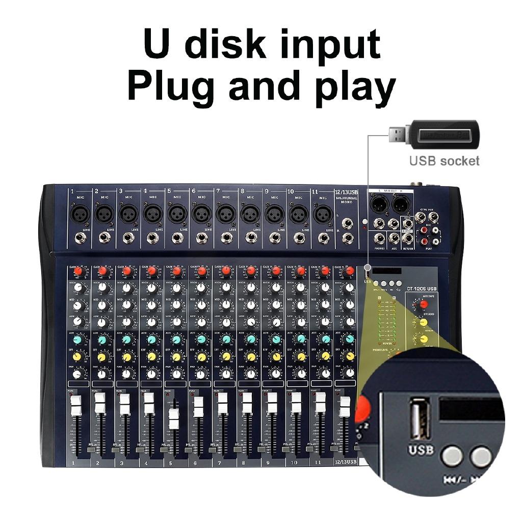 6 /8 /12 Channel Microphone Digital Sound Mixing Amplifier Console ...