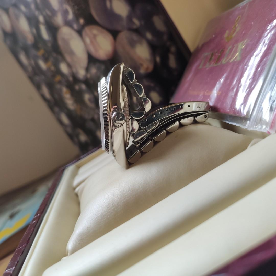 Sold 早期 Telux 鐵力士 太陽圈銀面 勞力士款 蠔式 機械錶 Datejust automatic watch 梅花titoni ...