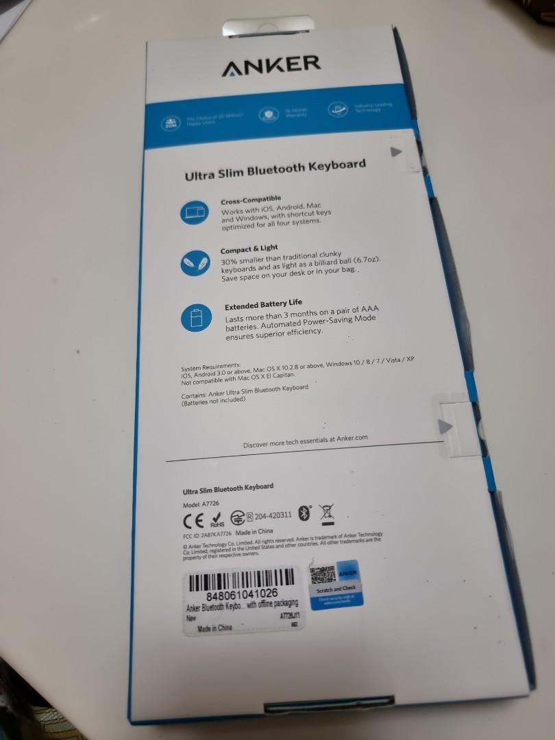 Anker Ultra Slim Bluetooth Keyboard, Computers & Tech, Parts ...