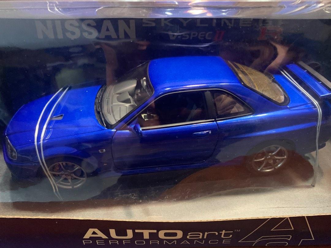 Autoart Nissan GTR R34 VSpec-II Bayside Blue, Hobbies & Toys, Toys ...