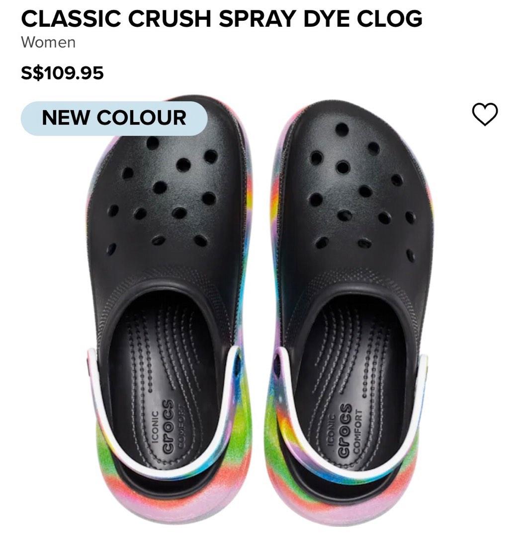 [BNWT] Crocs Classic Crush Spray Dye Clog Unisex M5/W7, Women's Fashion ...