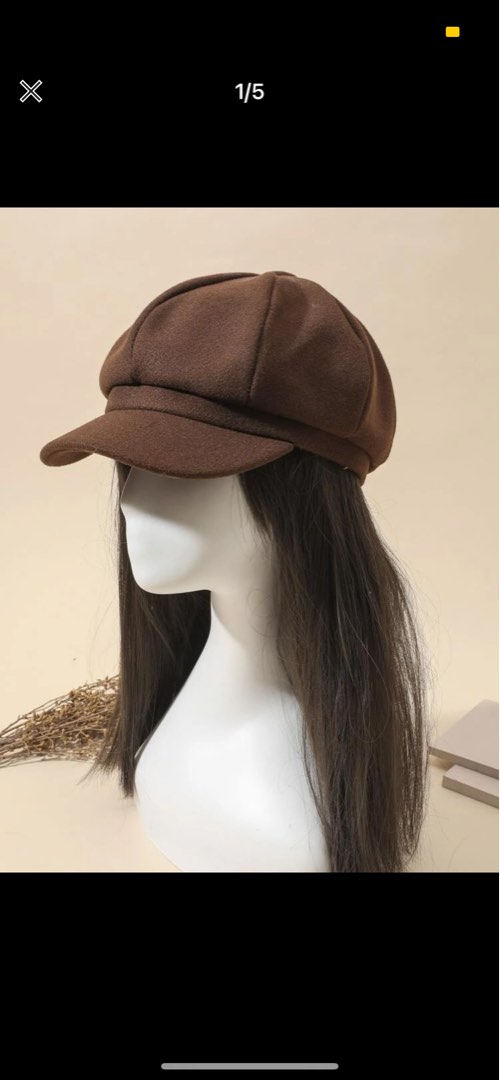 brown baker boy french hat, Women's Fashion, Watches & Accessories ...