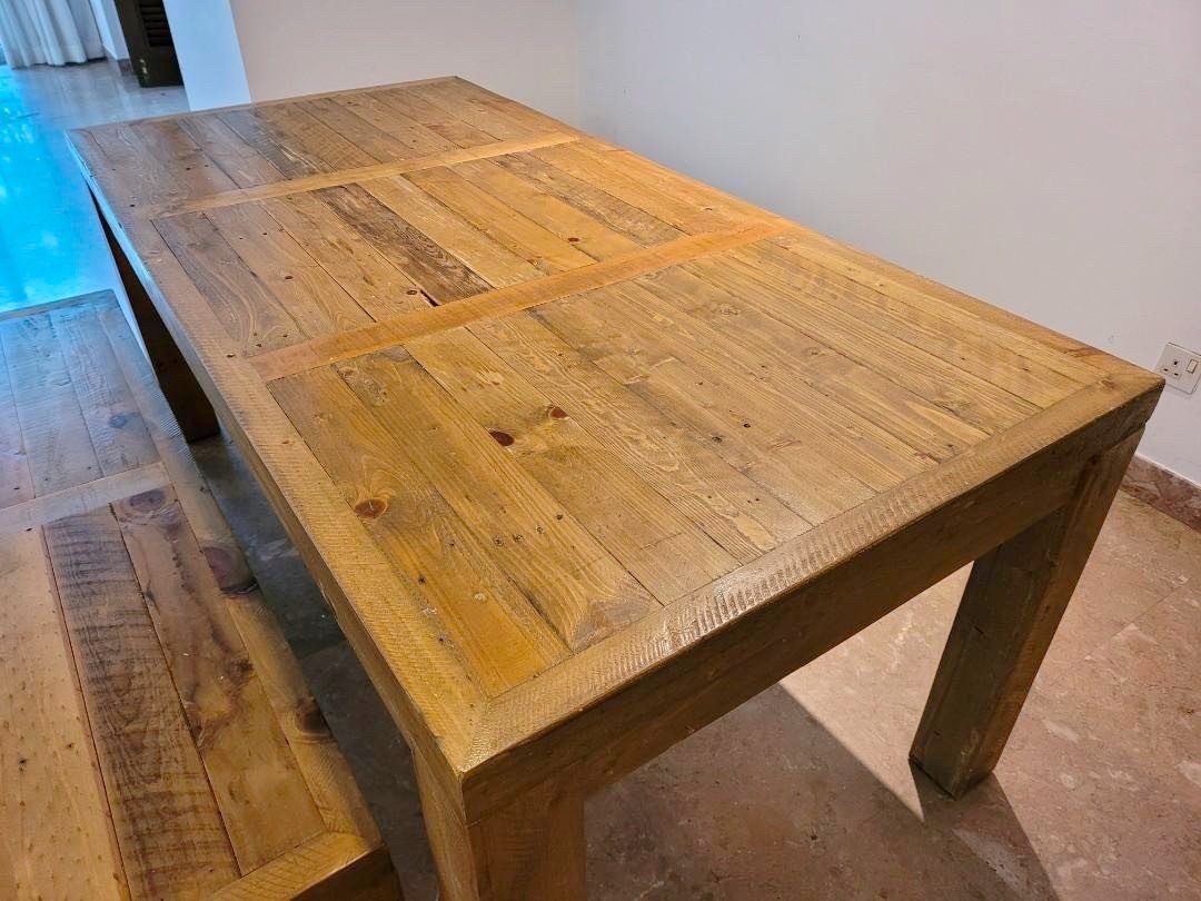 Castlery 140cm Solid Wood Hunter Dining Table with Low Bench, Furniture ...