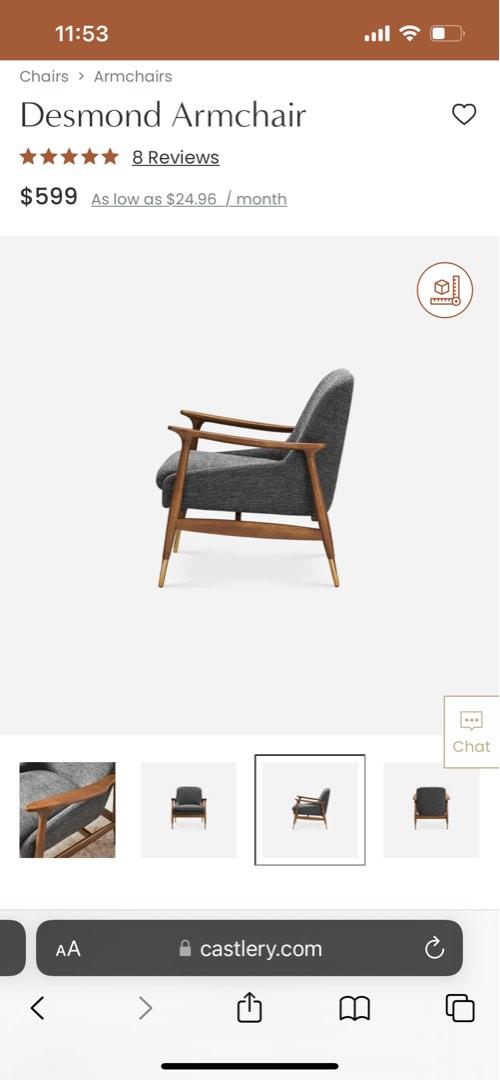 Castlery Desmond Armchair - Iron Black, Furniture & Home Living ...