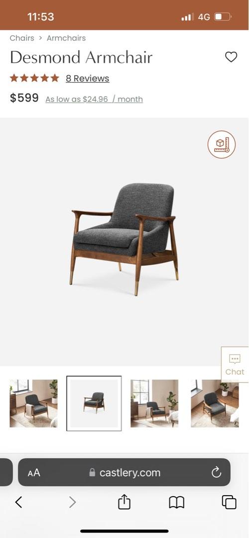 Castlery Desmond Armchair - Iron Black, Furniture & Home Living ...