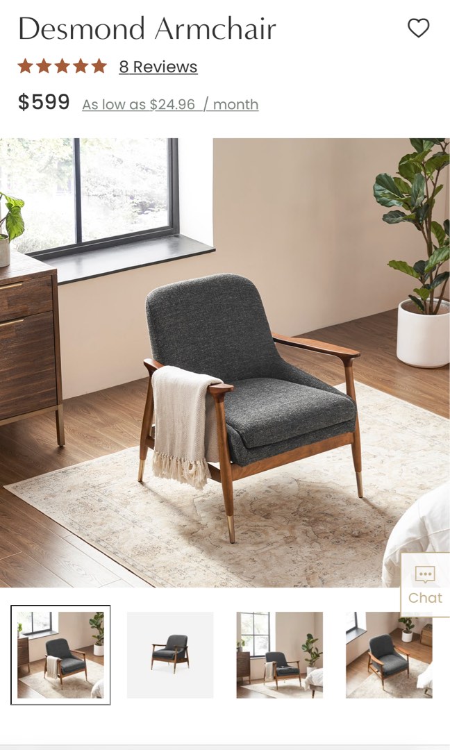 Castlery Desmond Armchair - Iron Black, Furniture & Home Living ...