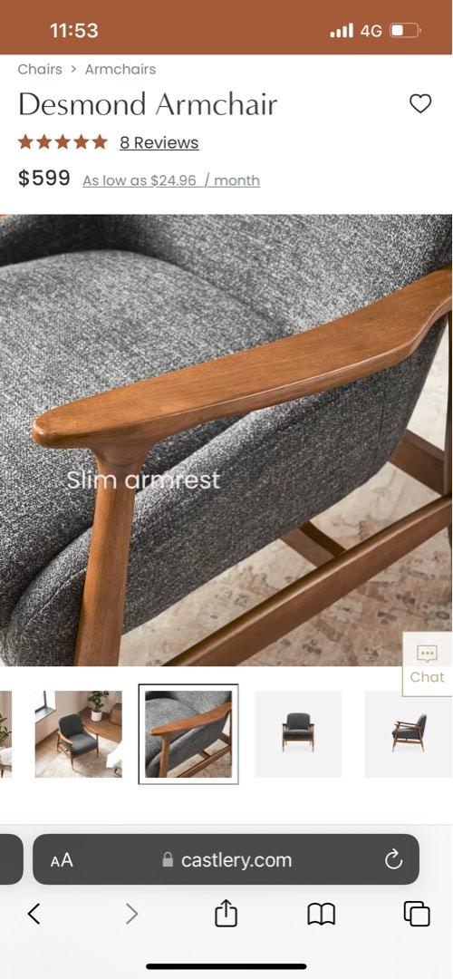 Castlery Desmond Armchair - Iron Black, Furniture & Home Living ...