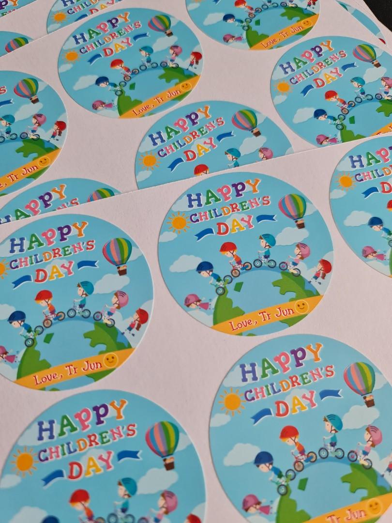Children day custom sticker tag printing affordable express gift ...