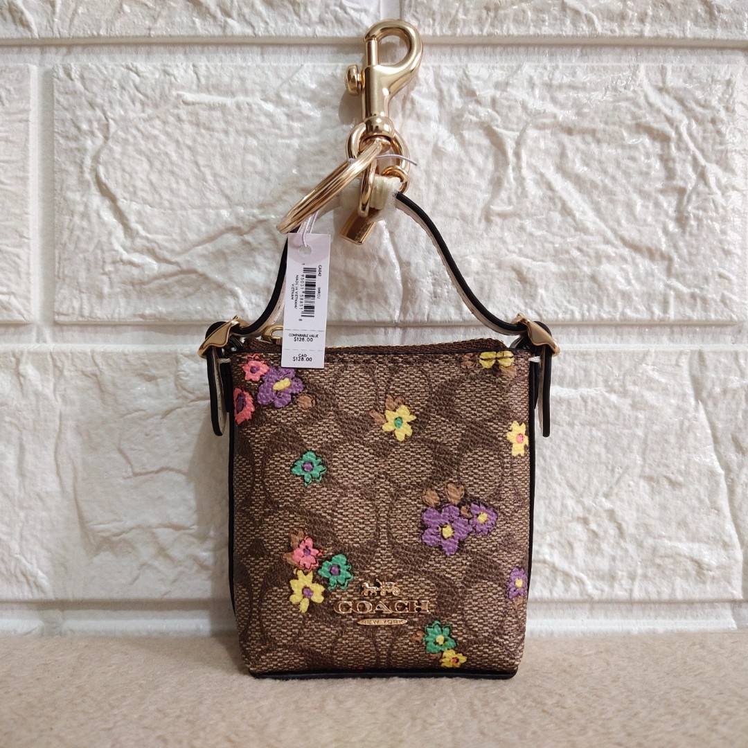 [ORIGINAL] Coach Mini Val Duffle Bag Charm In Signature Canvas With ...