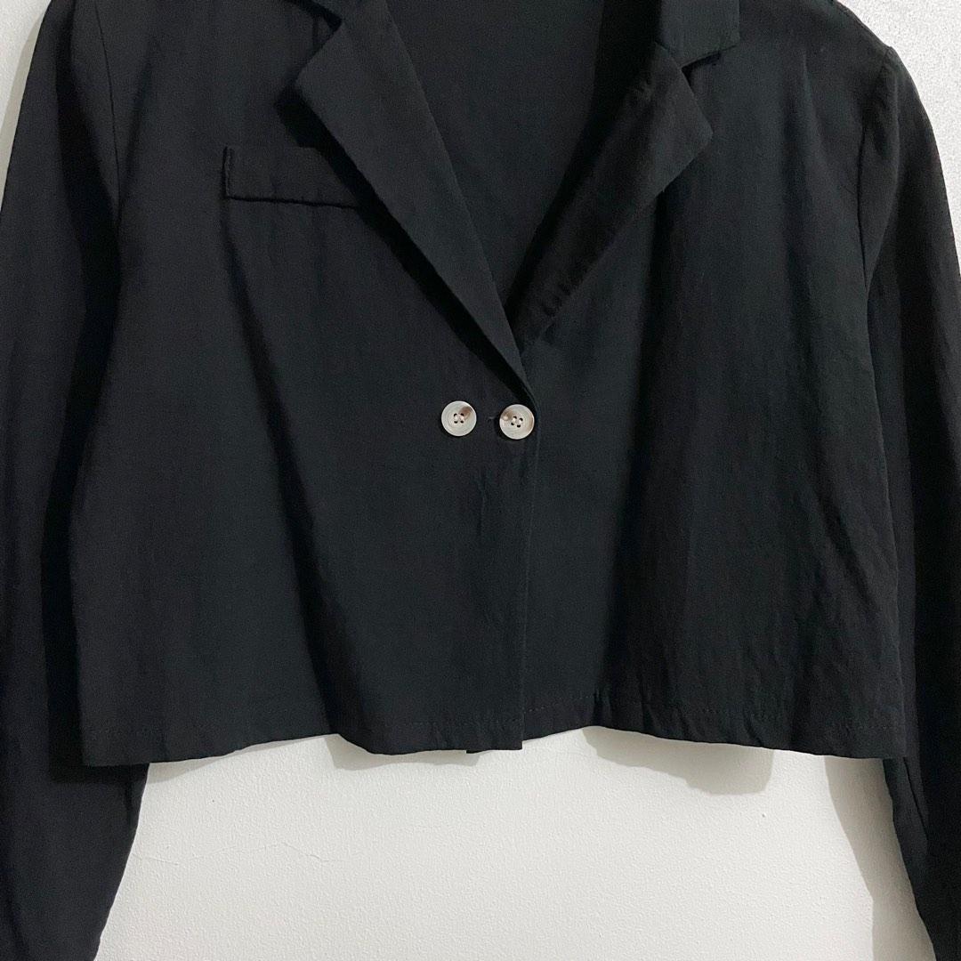 Cropped Blazer Topper Long-sleeve Blouse, Women's Fashion, Tops ...