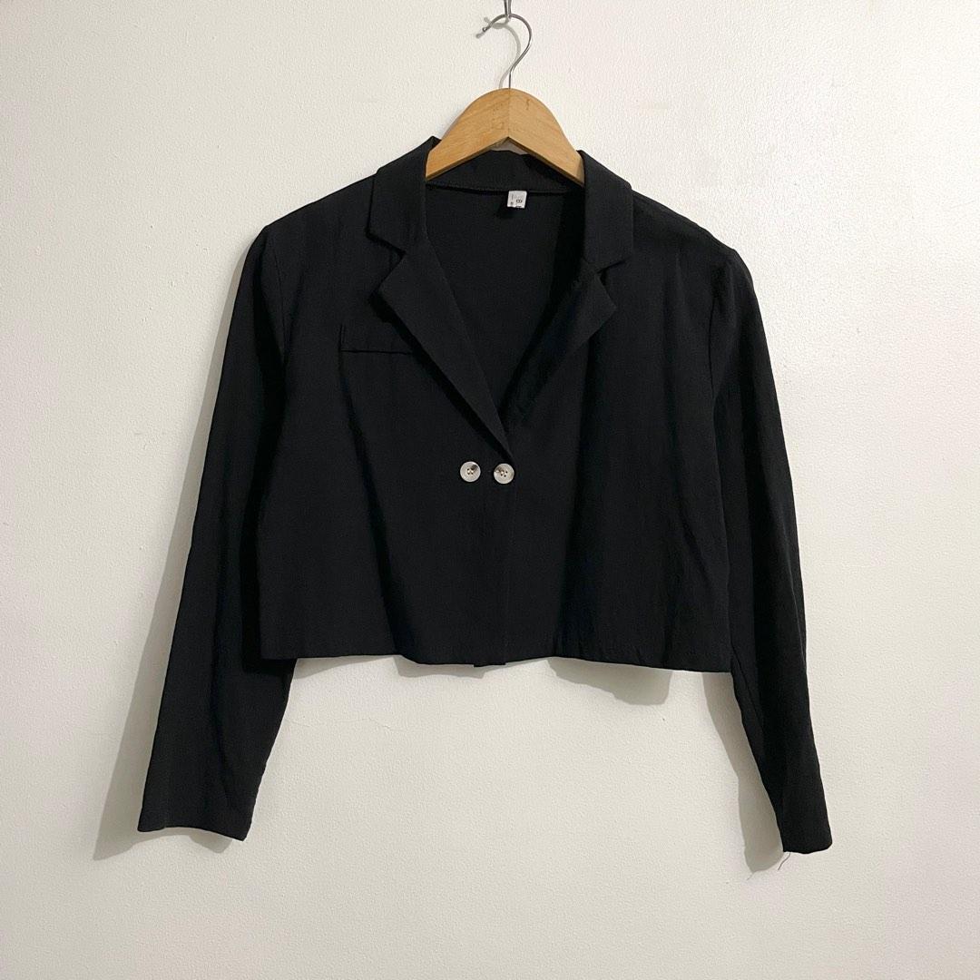 Cropped Blazer Topper Long-sleeve Blouse, Women's Fashion, Tops ...