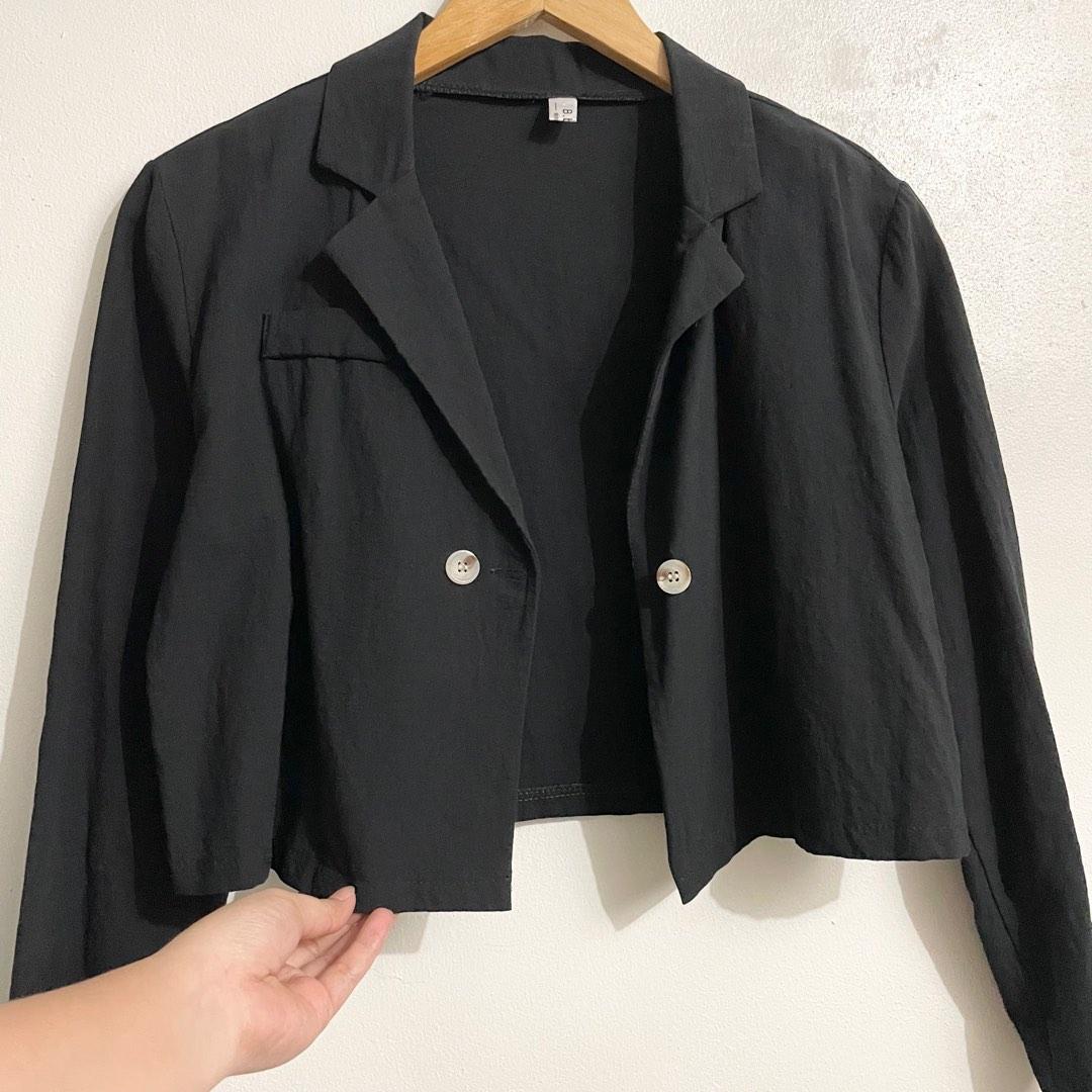 Cropped Blazer Topper Long-sleeve Blouse, Women's Fashion, Tops ...