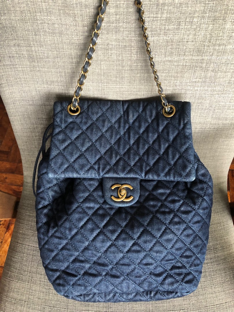 Denim Chanel backpack, Luxury, Bags & Wallets on Carousell