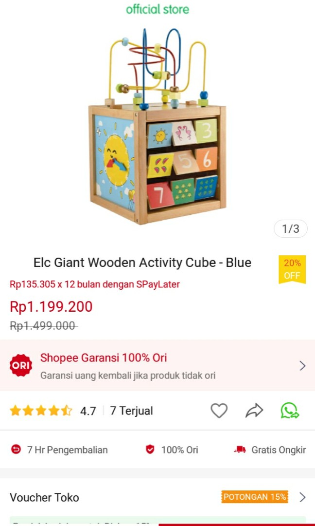 Elc giant wooden avctivity cube, Bayi & Anak, Lainnya di Carousell