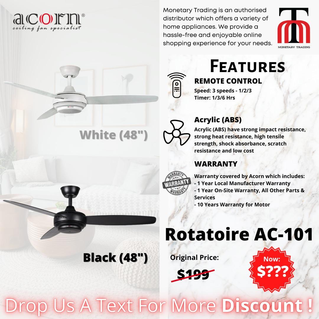 [FREE INSTALLATION] Acorn Ceiling Fans, Furniture & Home Living ...