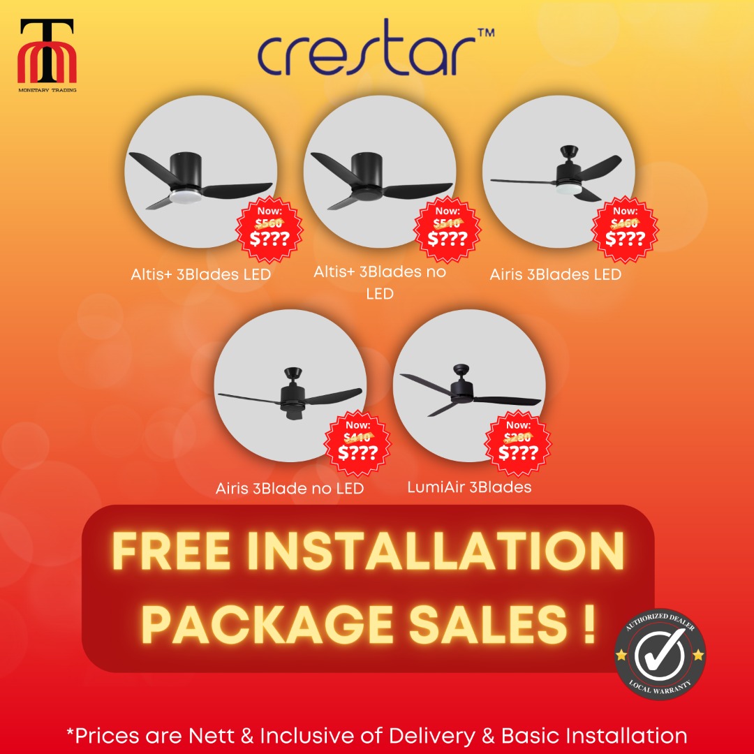 [FREE INSTALLATION] Crestar Ceiling Fans / Hugger Fans, Furniture ...
