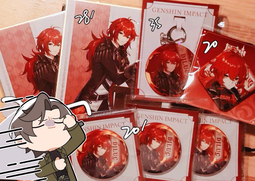 Genshin IPSTAR Cafe Collab Diluc Merch, Hobbies & Toys, Memorabilia ...
