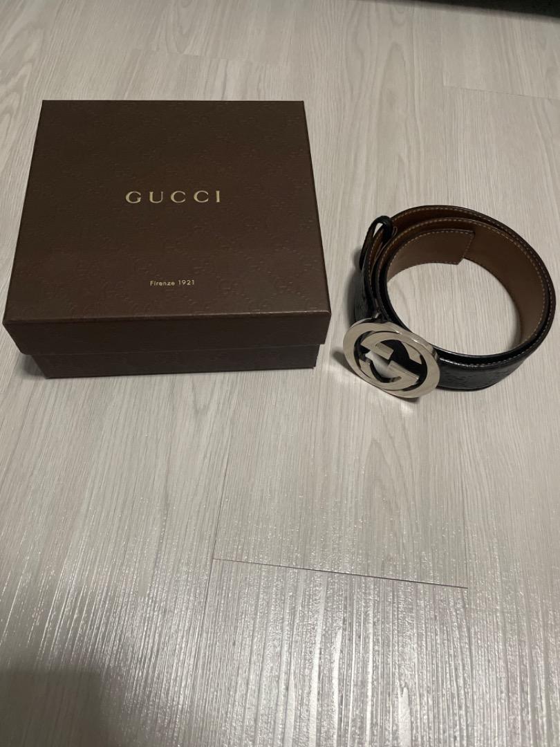 Gucci men interlocking silver GG buckle belts, Luxury, Apparel on Carousell