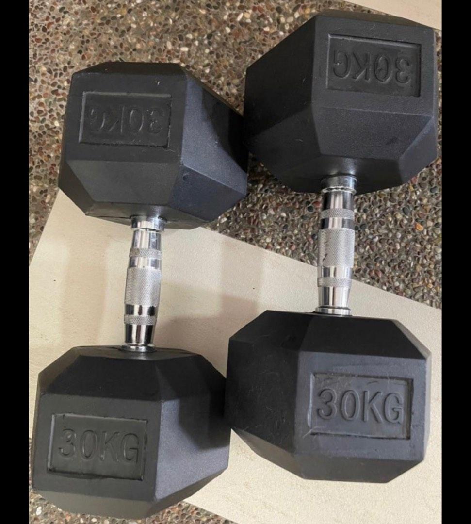 Hex dumbbell 30kg, Sports Equipment, Exercise & Fitness, Weights ...