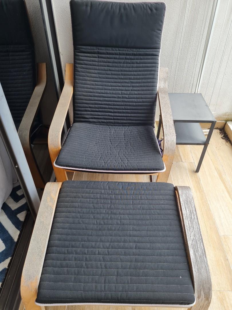 IKEA poang chair cushion & foot rest, Furniture & Home Living ...