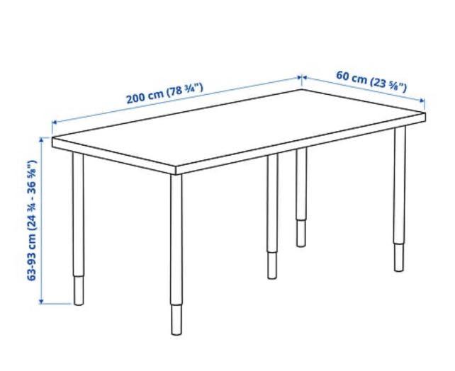 IKEA White Long Table L200xW60xH74, Furniture & Home Living, Furniture ...