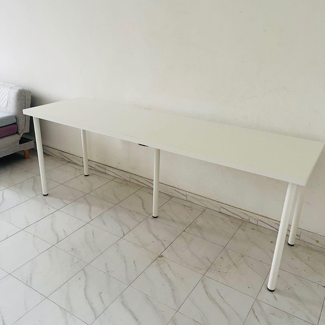 IKEA White Long Table L200xW60xH74, Furniture & Home Living, Furniture ...