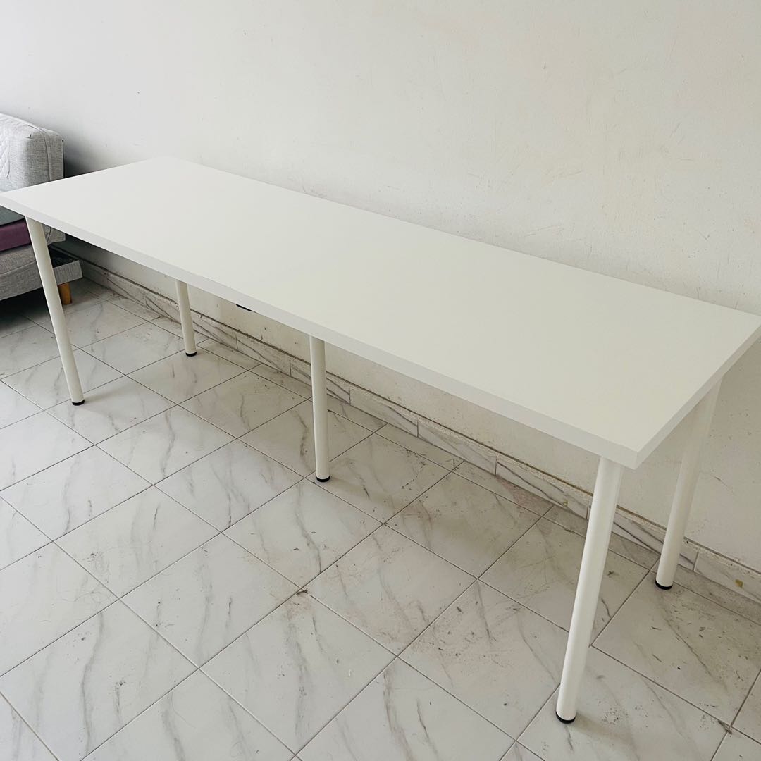 IKEA White Long Table L200xW60xH74, Furniture & Home Living, Furniture ...