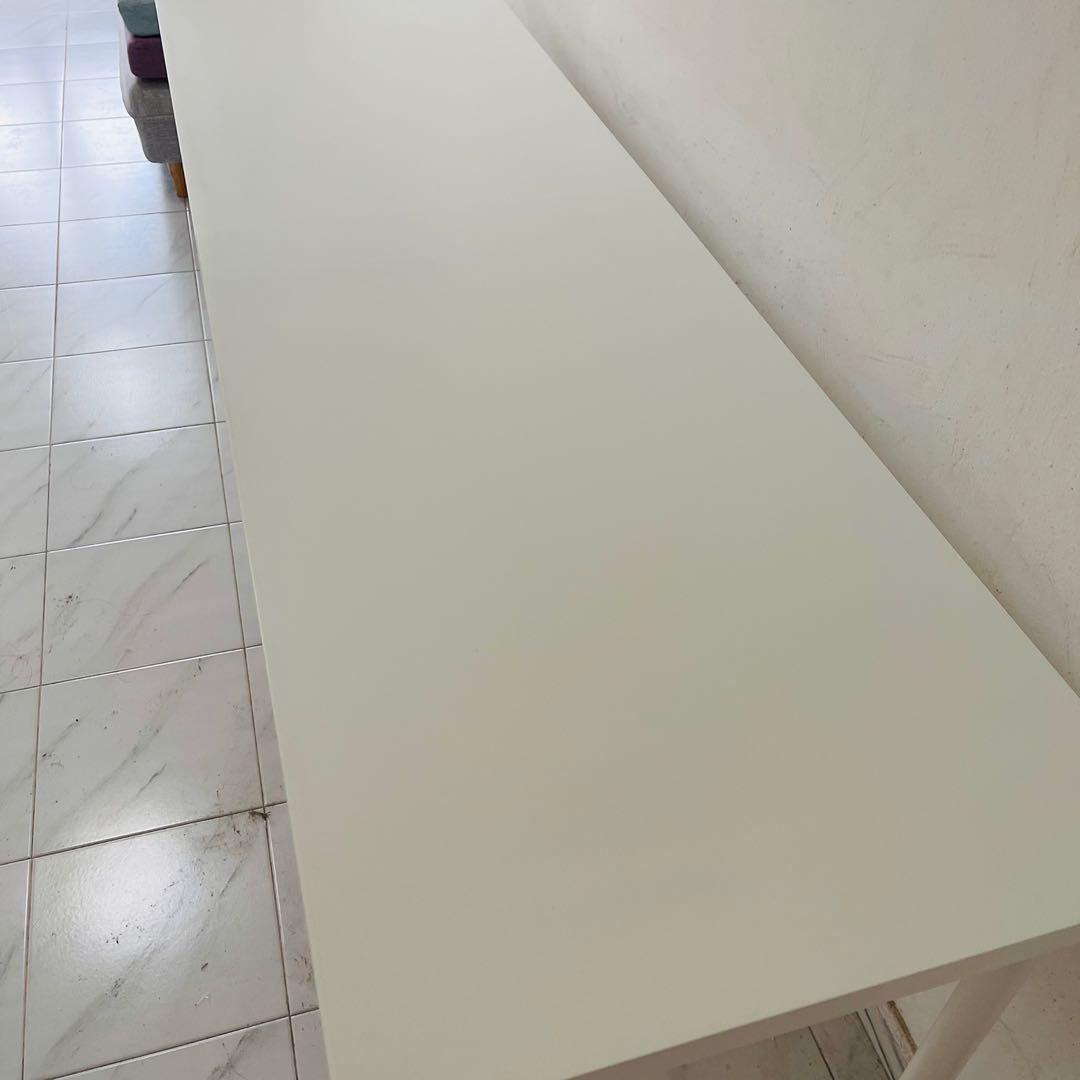 IKEA White Long Table L200xW60xH74, Furniture & Home Living, Furniture ...