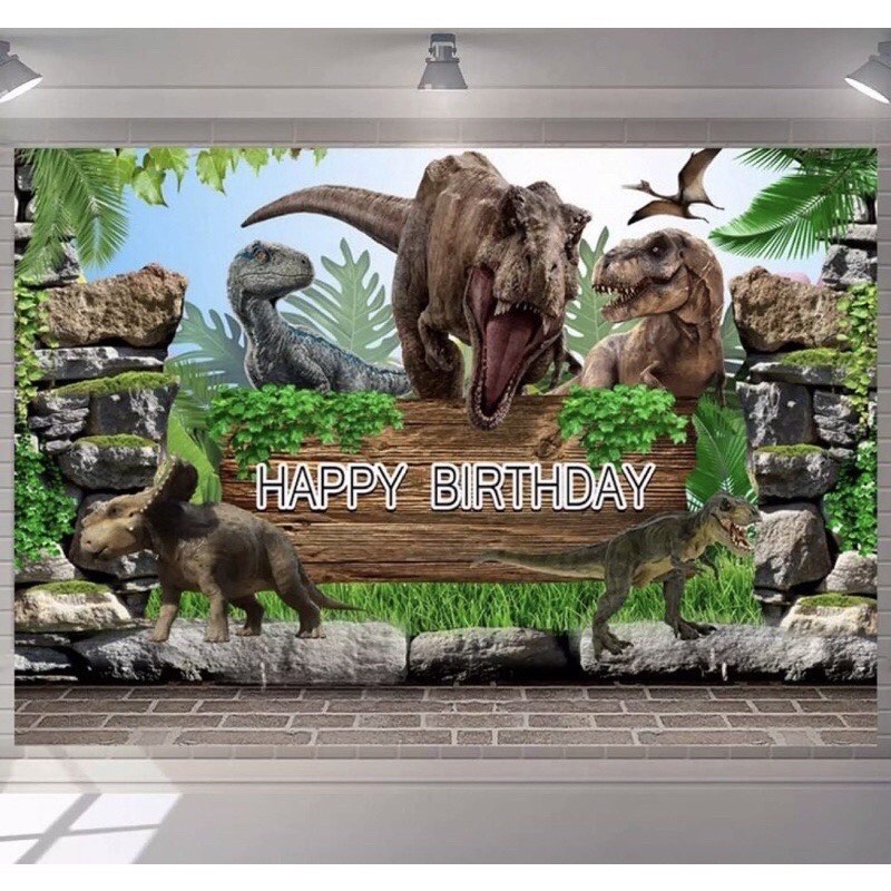 Jurassic World Backdrop Dinosaur Birthday Party Decoration Vinyl ...