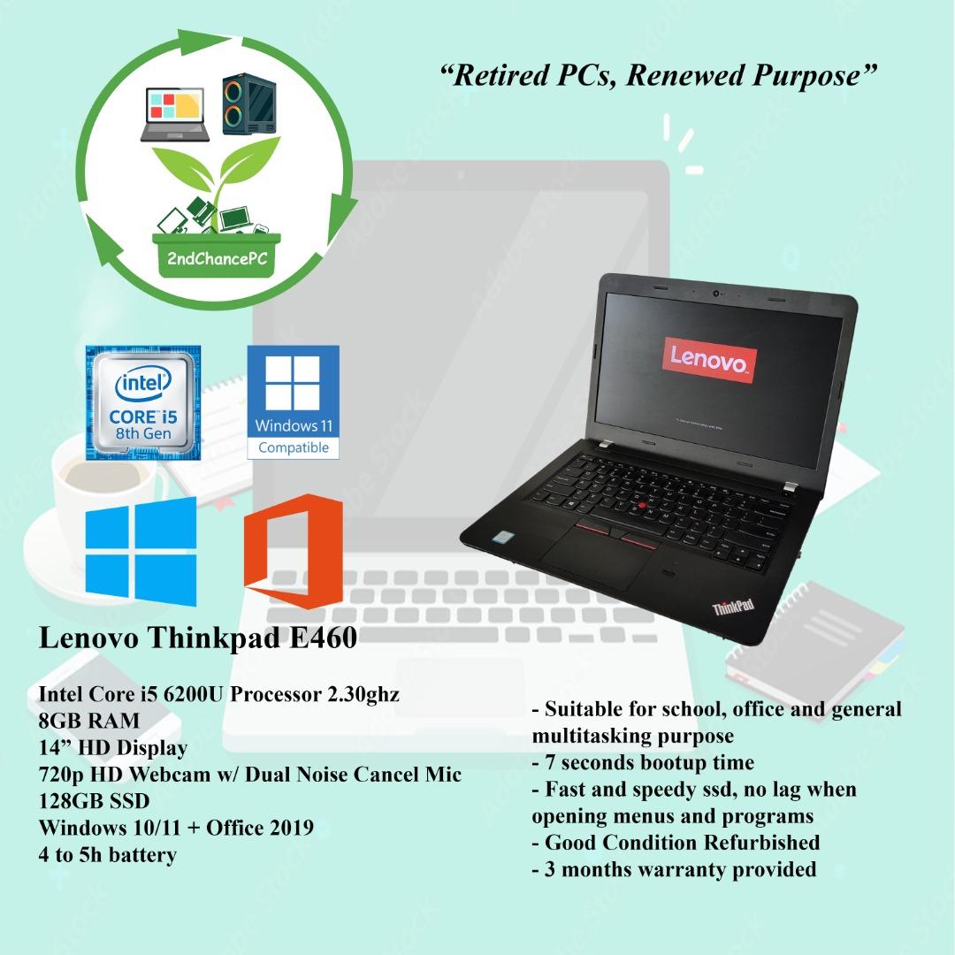 Lenovo Thinkpad E460 14" HD Display Intel i5 6200u 8GB Ram 128gb SSD ...