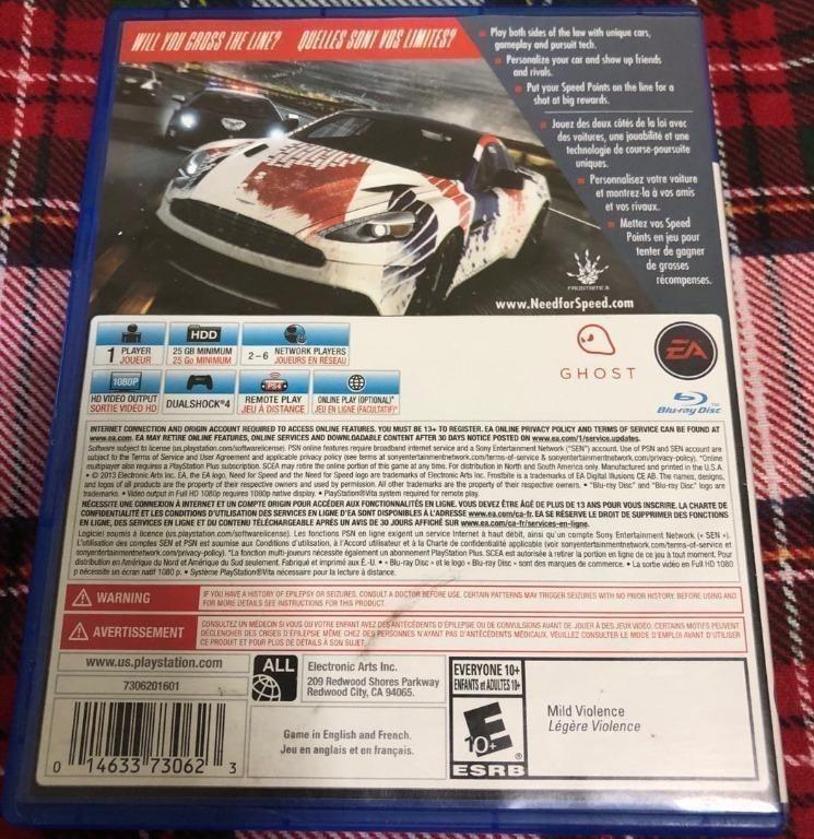 Need For Speed Rivals PS4 Racing Car Game Playstation 4 PS 4, Video ...
