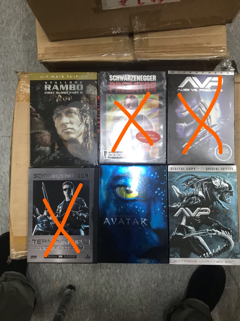 New Rambo II + Predator + Terminator 2 + Avatar + AVP 1 + AVP 2 DVD 六張 ...