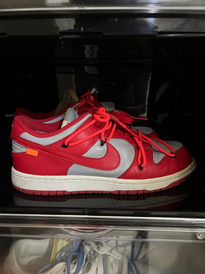 Nike Dunk Low Off White University Red, Men's Fashion, Footwear ...