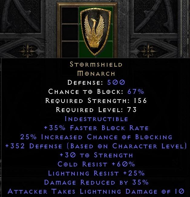 (Non-ladder) Perfect StormShield with 148 Defence (500def-352def). D2R, Video Gaming, Gaming ...