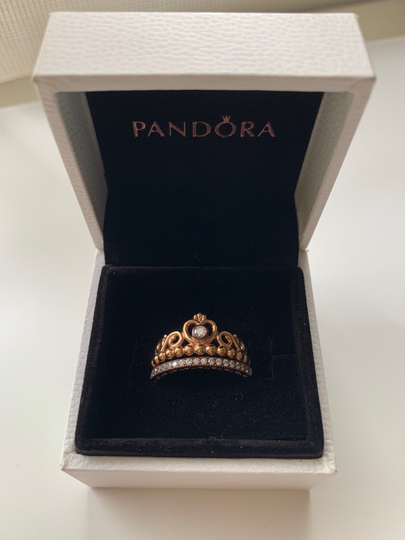 Pandora Princess Tiara Crown Ring and Hearts of Pandora Ring in Rose ...