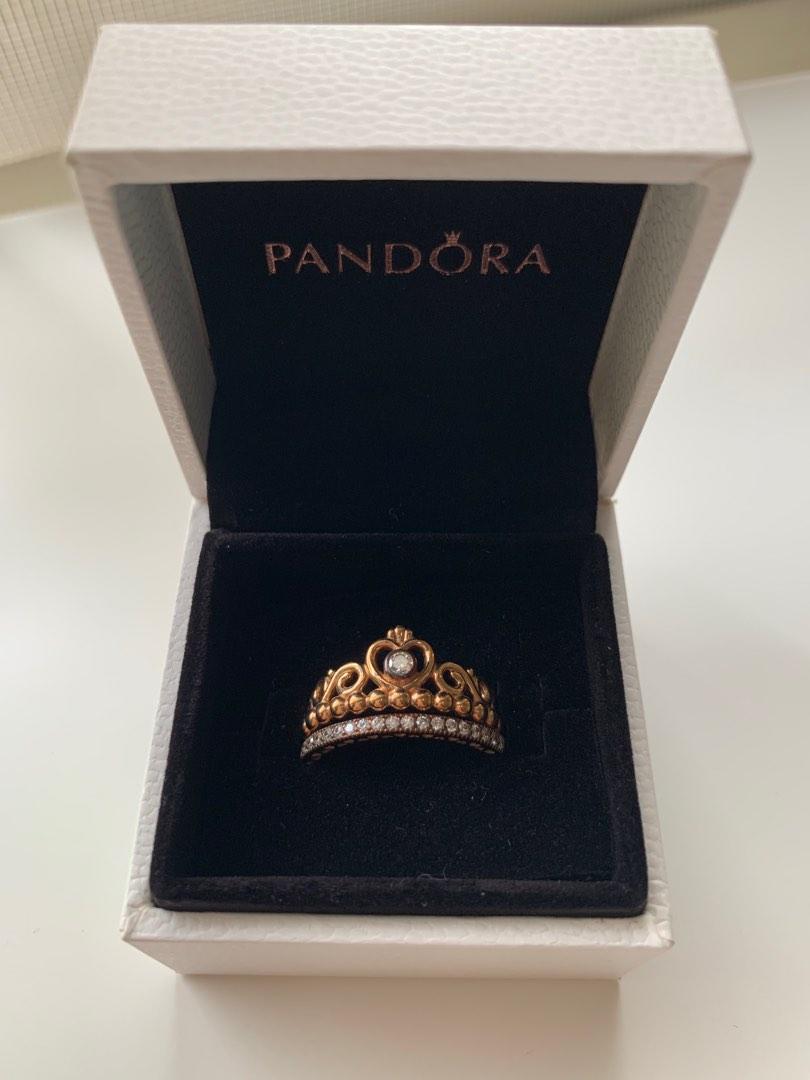 Pandora Princess Tiara Crown Ring and Hearts of Pandora Ring in Rose ...