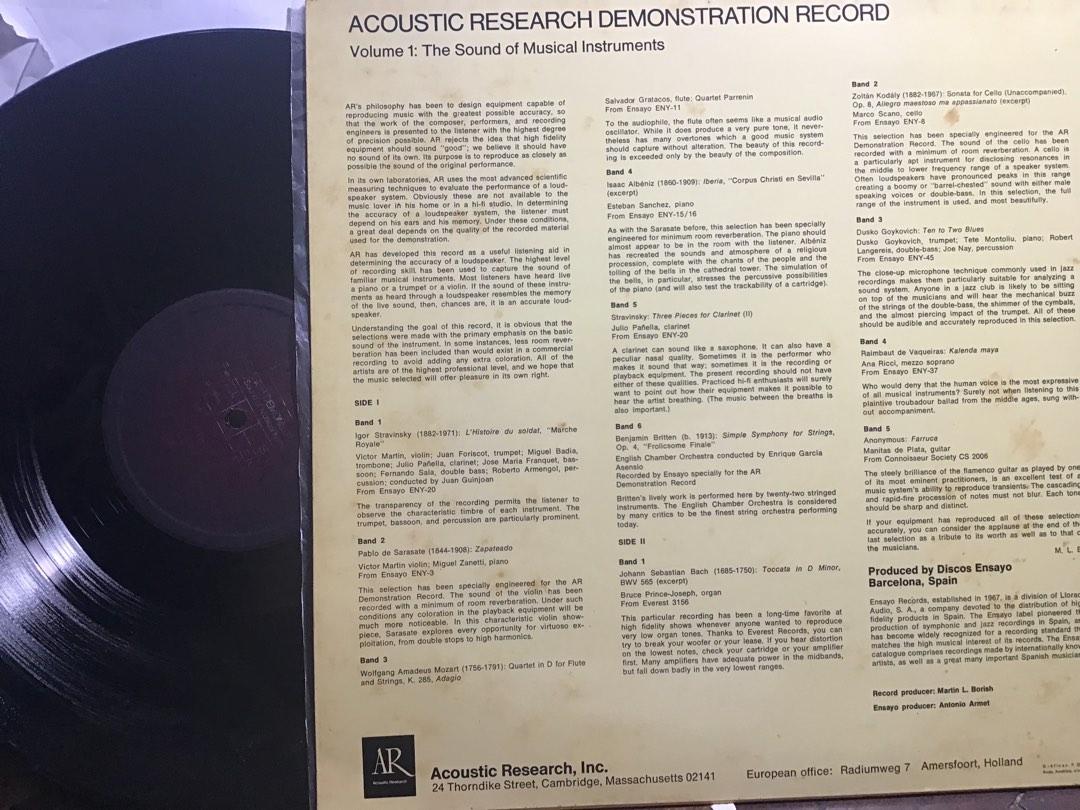 PIRING HITAM ANTIK Acoustic Research Demonstration Record OOP VINTAGE ...