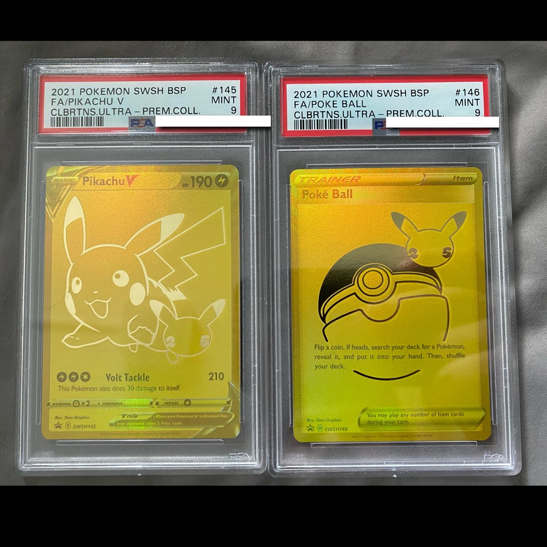 Pokemon Celebrations Ultra Premium Collection Gold Pikachu & Poke Ball PSA 9 Sequential, Hobbies ...