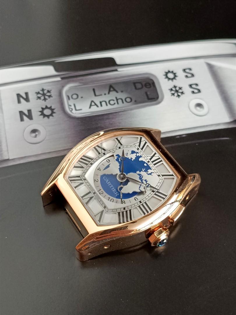 Rare Cartier Tortue World-Timer Pink Gold, Luxury, Watches on Carousell