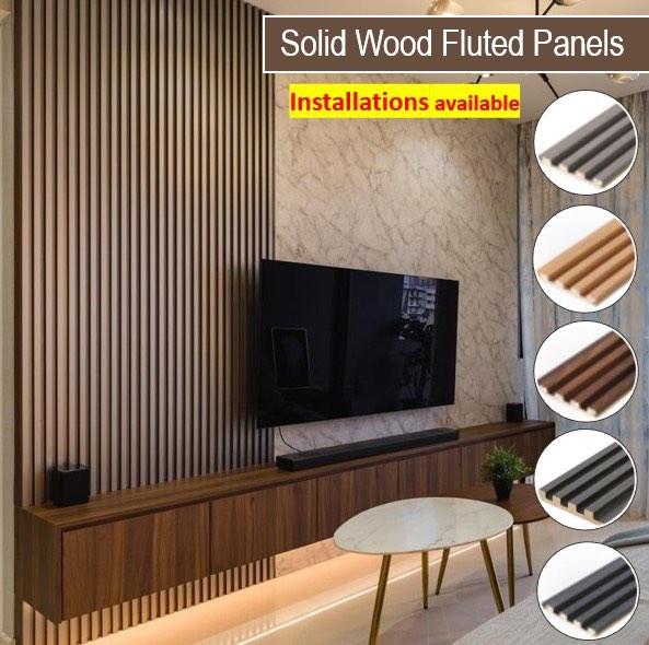 [READY STOCKS] Premium solid wood fluted panel stripes wall, Furniture ...