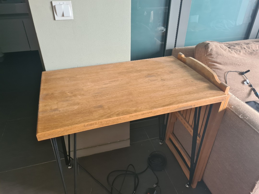 Rubberwood Walnut table 80cm x 50cm, Furniture & Home Living, Furniture ...