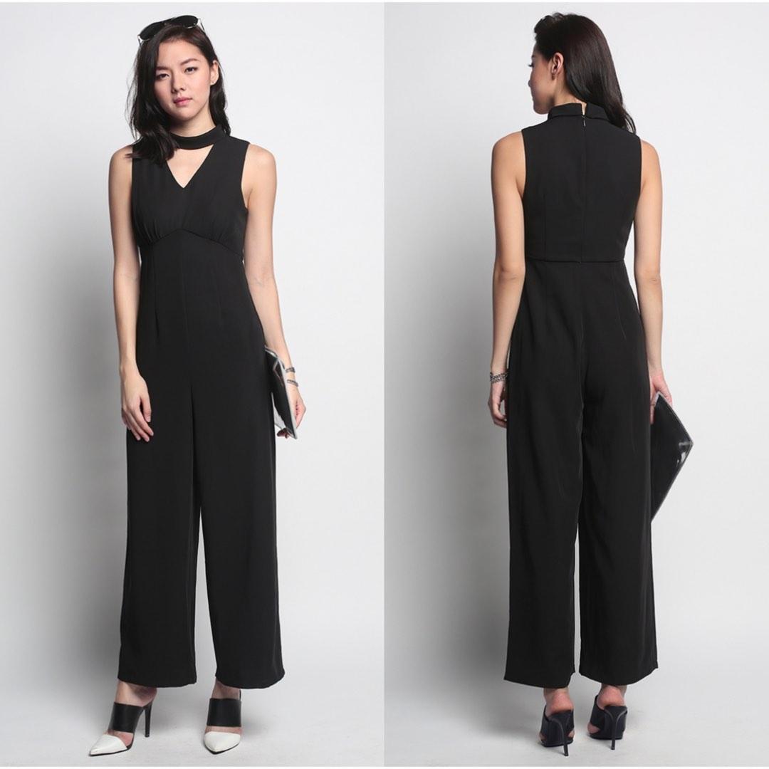 (S) Love Bonito LB Jelica High Neck Jumpsuit in Black, Women's Fashion, Dresses & Sets ...