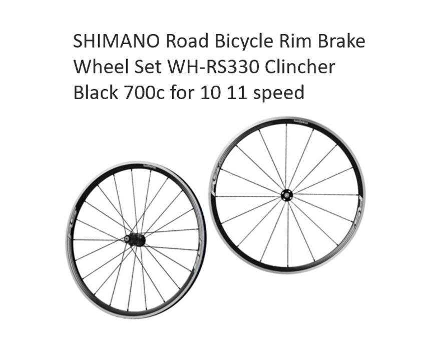 SHIMANO Road Bike Bicycle Rim Brake Wheel Set WH-RS330 Clincher Black ...