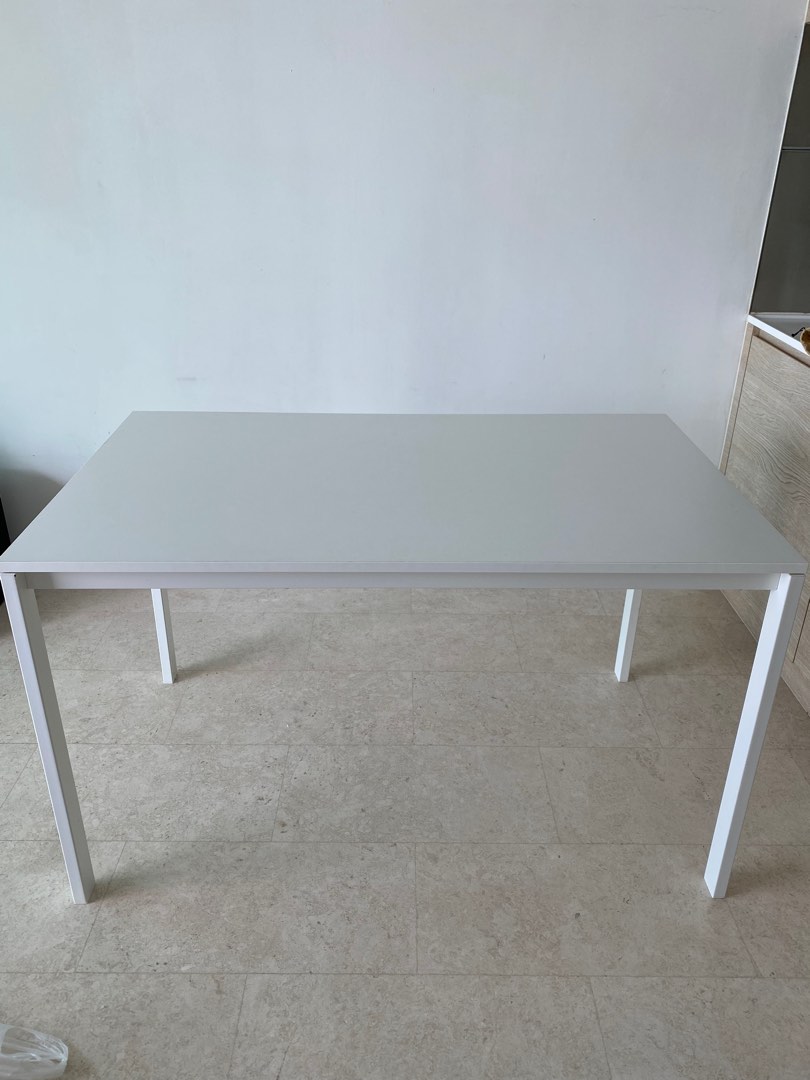 Simple white dining table, Furniture & Home Living, Furniture, Tables ...