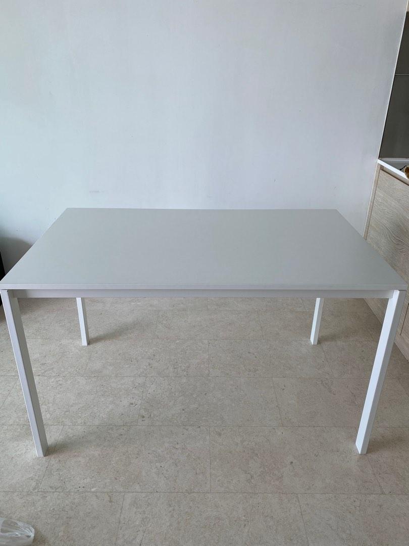 Simple white dining table, Furniture & Home Living, Furniture, Tables ...