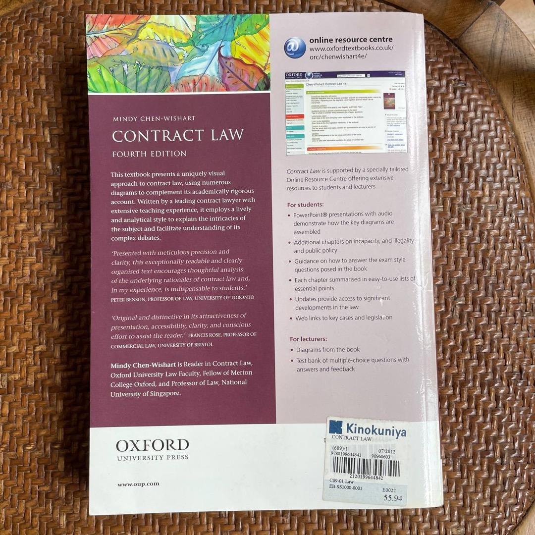 Textbook "Contract Law" by Prof Mindy Chen-Wishart, Hobbies & Toys ...