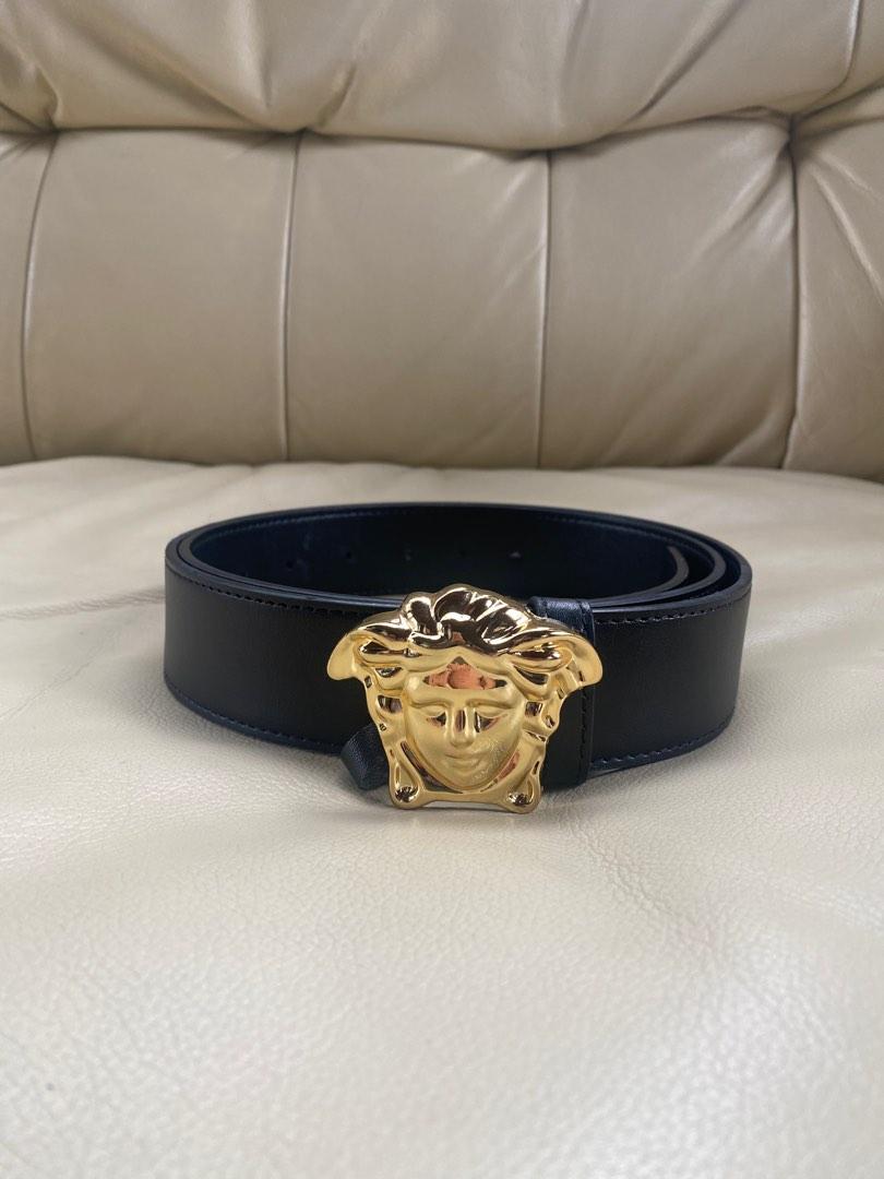 Versace Gold Medusa Leather Belt, Men's Fashion, Watches & Accessories ...