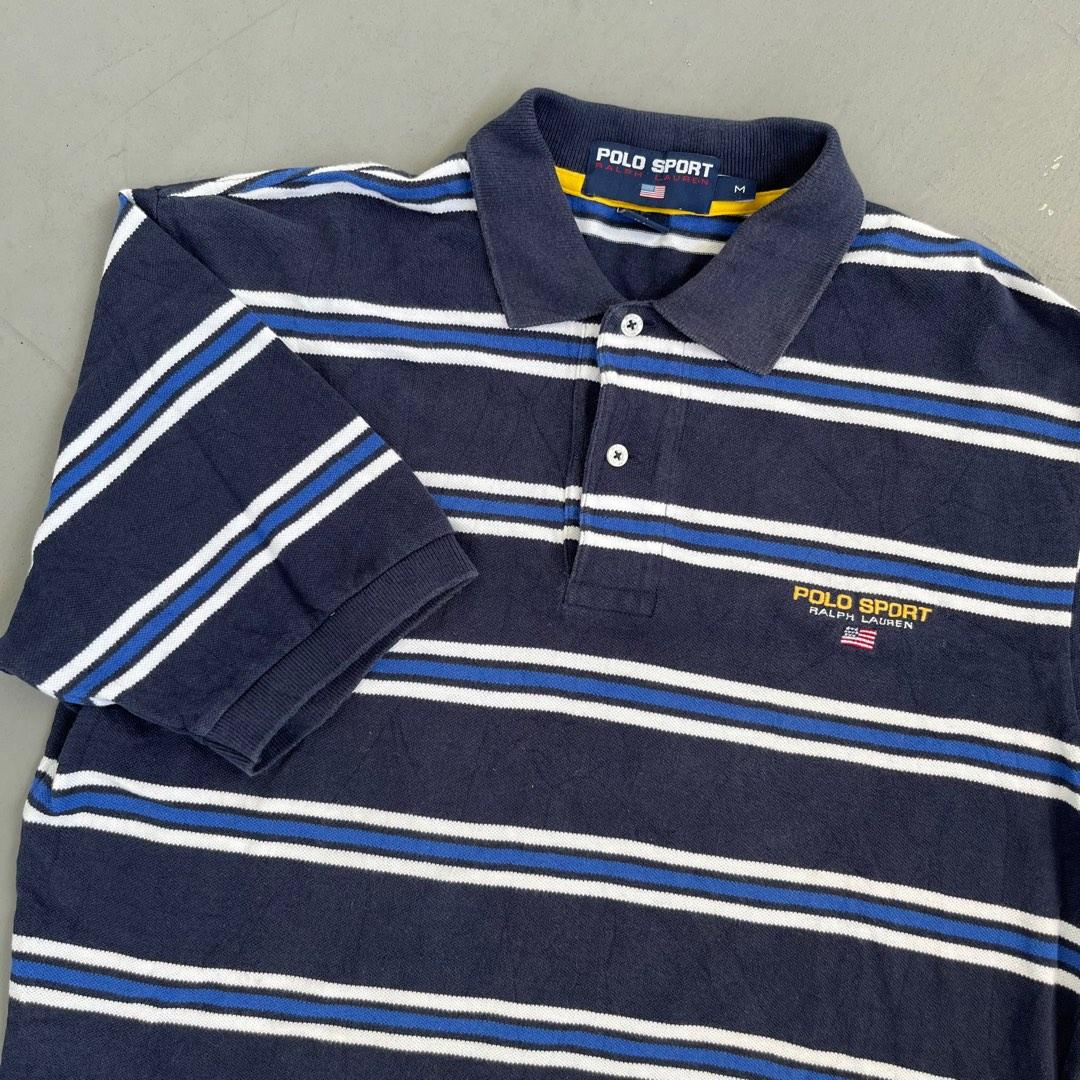 Vintage Ralph Lauren Polo Sport Stripe Polo Tshirt, Men's Fashion, Tops & Sets, Tshirts & Polo ...