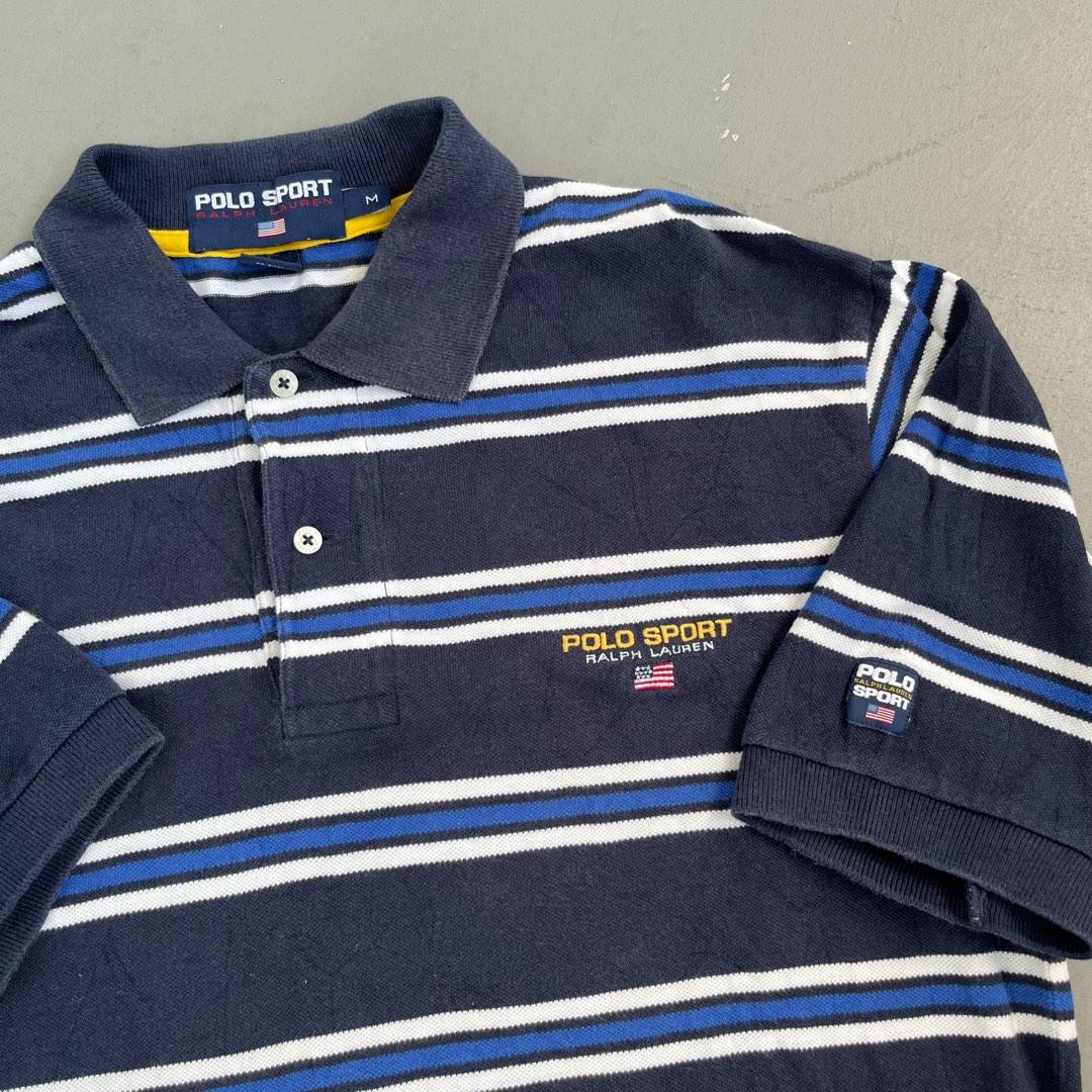 Vintage Ralph Lauren Polo Sport Stripe Polo Tshirt, Men's Fashion, Tops & Sets, Tshirts & Polo ...